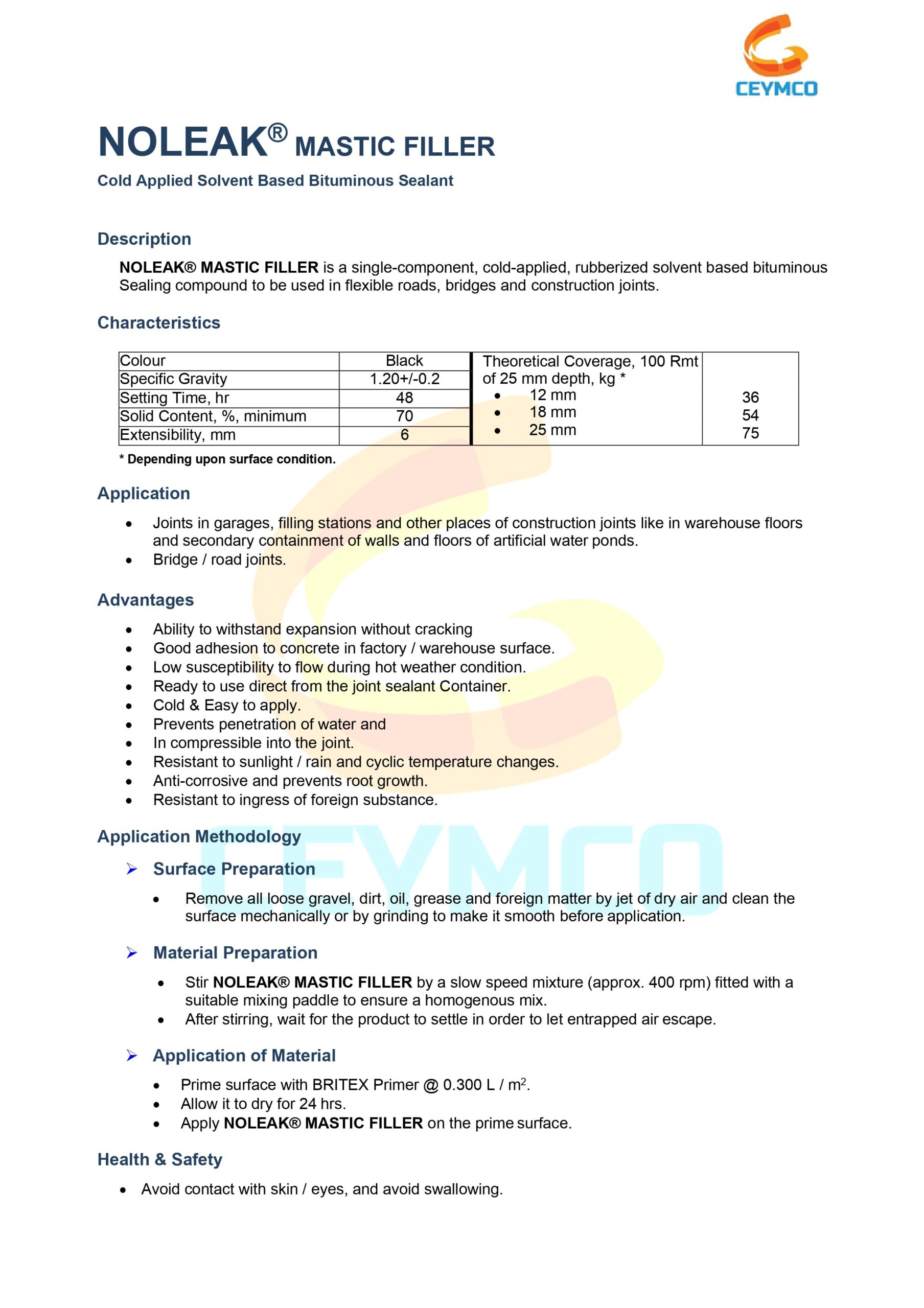 NOLEAK MASTIC FILLER – Ceymco